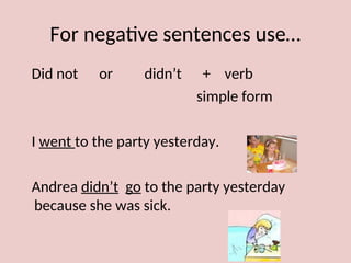 Simple past tense of verb power point presentation | PPT