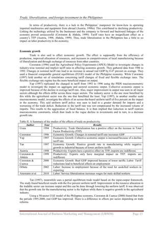 Trade, liberalization, and foreign investment in the Philippines | PDF
