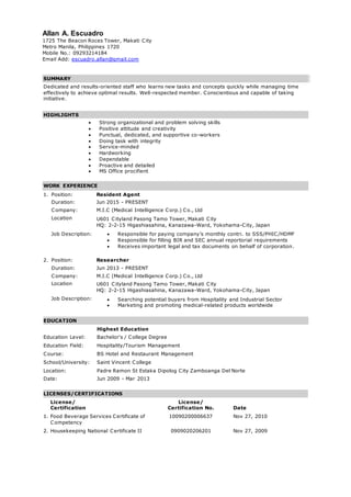 MY RESUME | DOCX | Business | Business and Finance