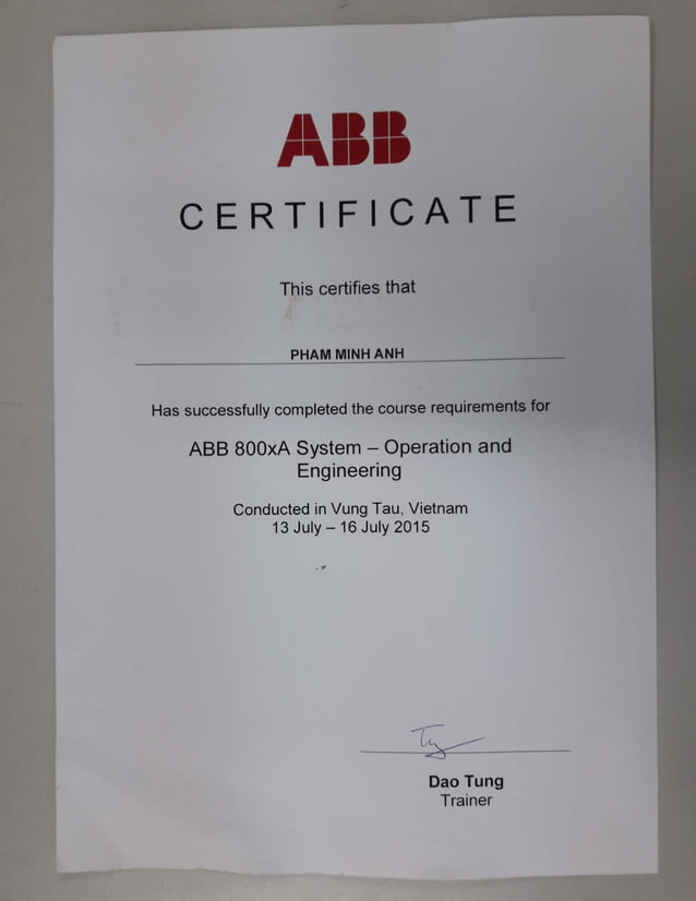 ABB Certificate | PDF
