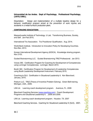 Resume David Gleiser 2016 current np eng | PDF