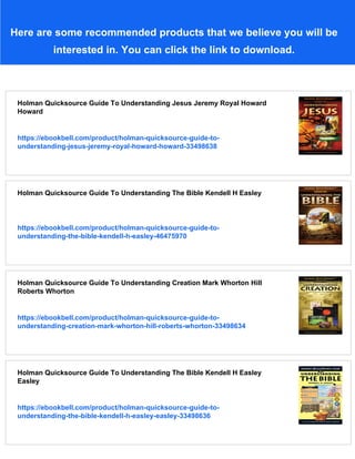 Holman Quicksource Guide To Understanding Jesus Howard Jeremy Royal | PDF