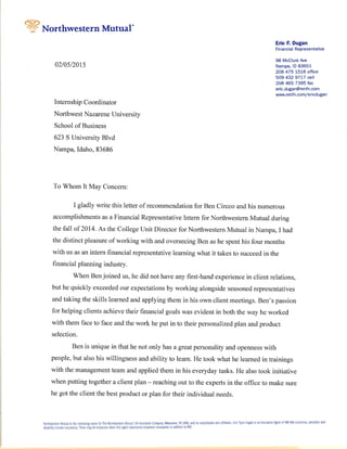 Northwestern Mutual-Letter of Recommendation | PDF