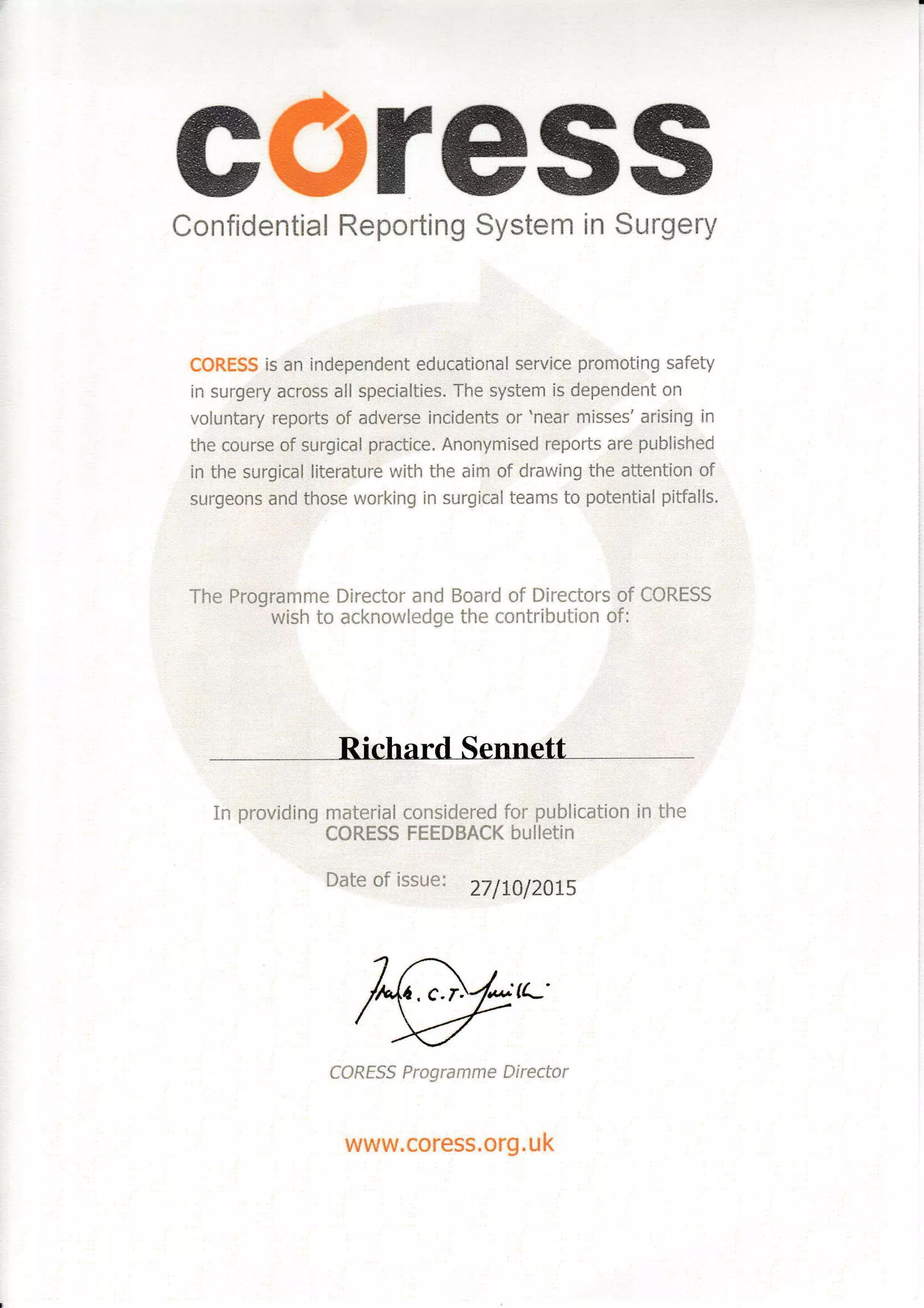 coress certificate | PDF