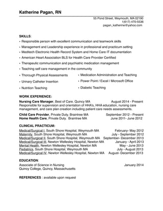 Katherine Pagan's Resume | PDF