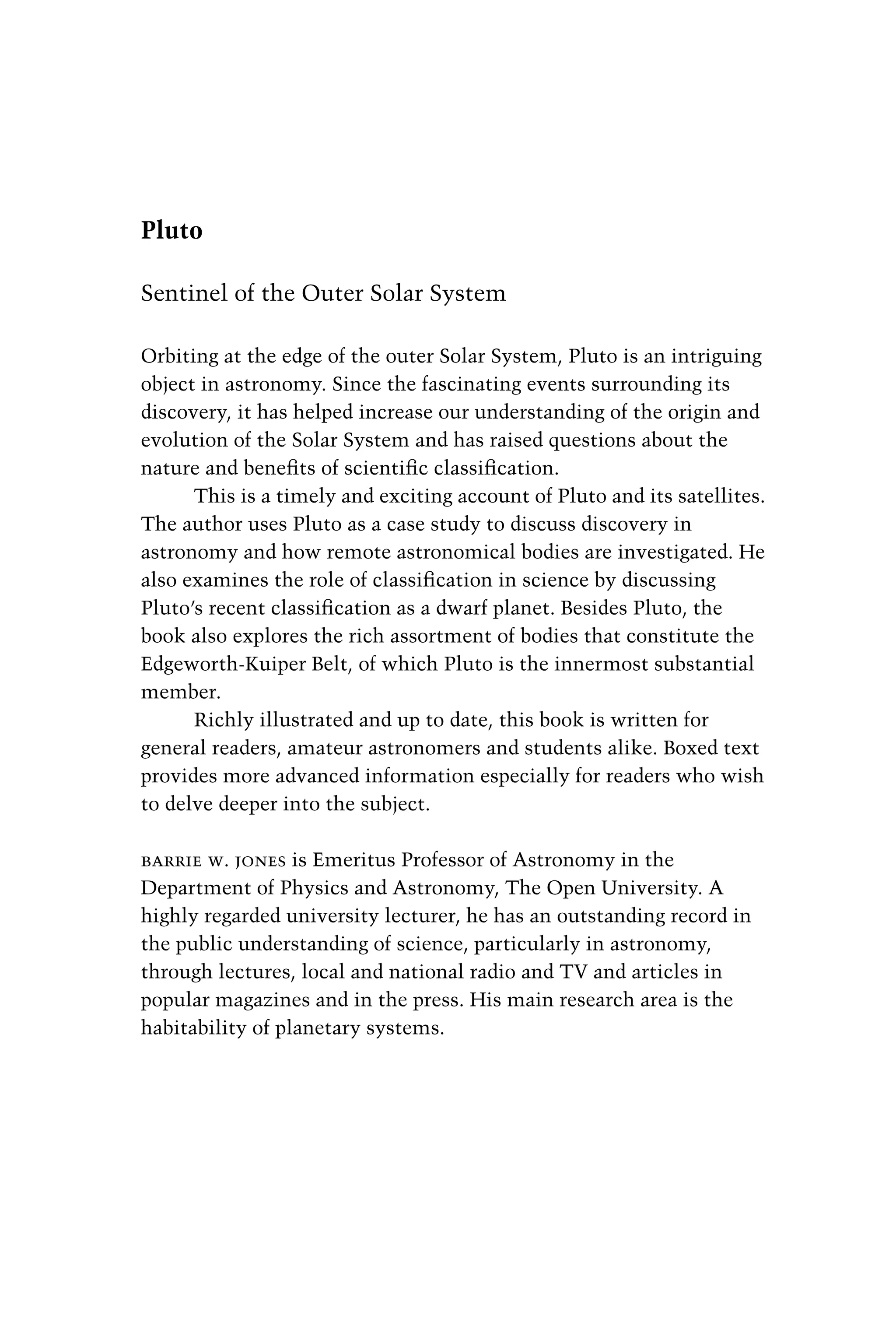 Pluto Sentinel Of The Outer Solar System Jones Barrie William | PDF