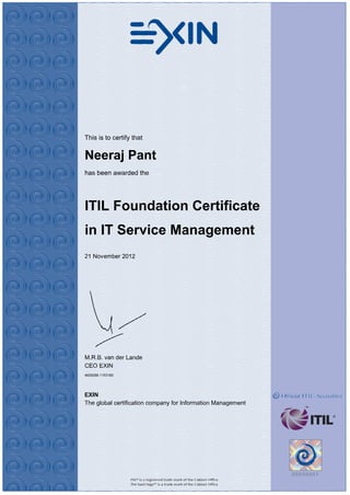 I T I L Certificate | PDF