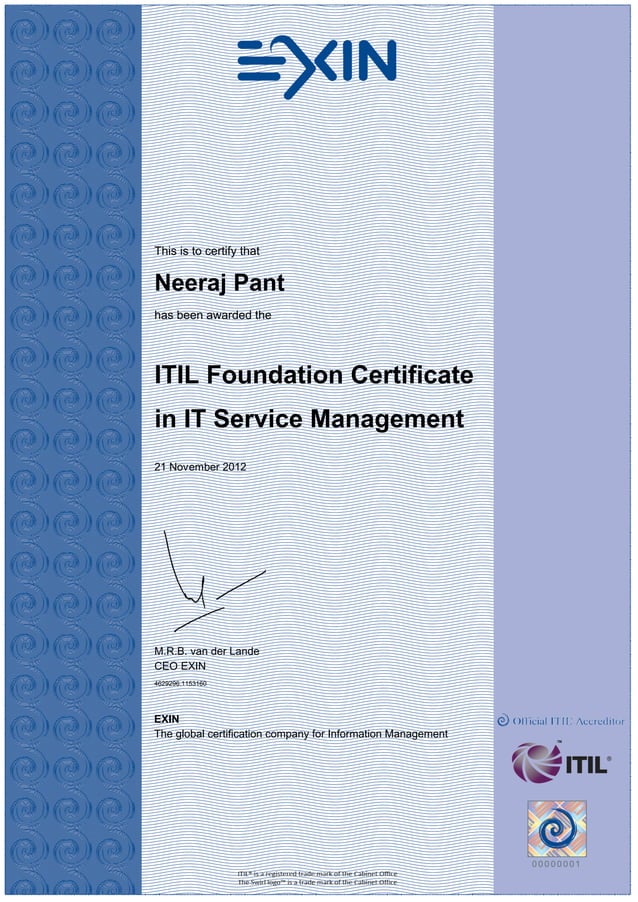 I T I L Certificate | PDF