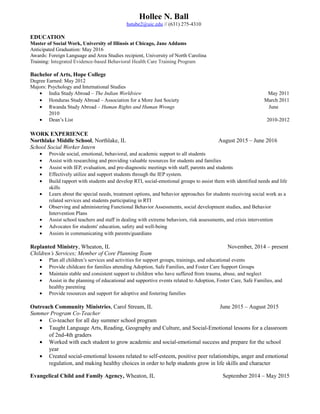 Hollee Ball Fall 2015 Final Resume | PDF