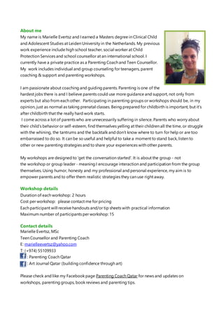 Parenting workshops teens by Marielle Evertsz | DOCX