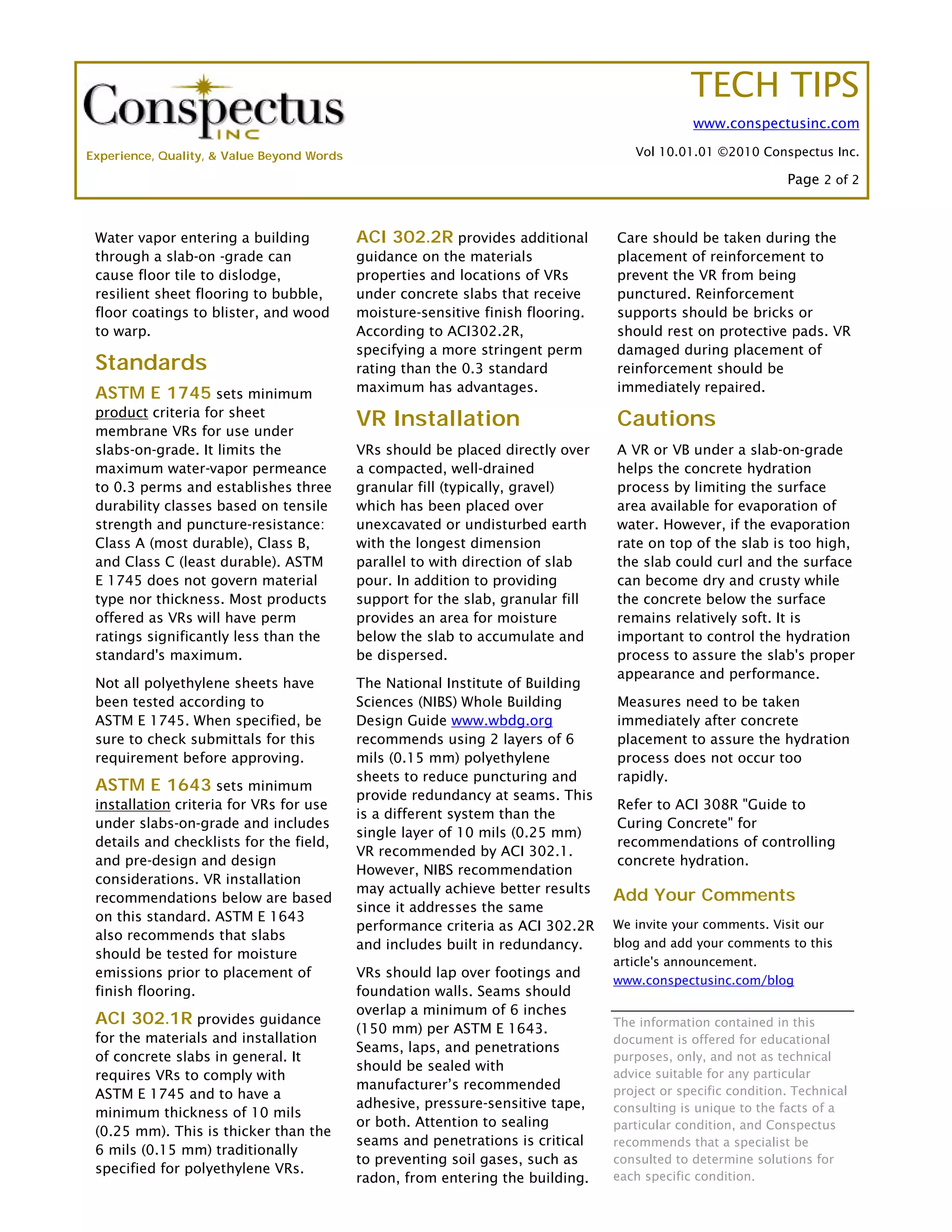 TECH TIPS Slab on Grade Vapor Retarders | PDF