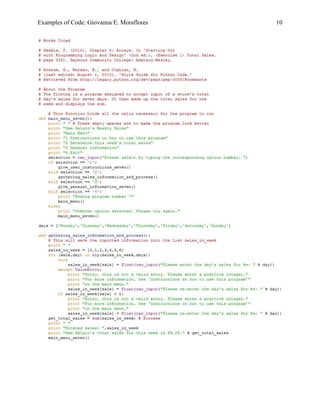 Examples of Code Giovanna E Moraflores | PDF | Programming Languages ...