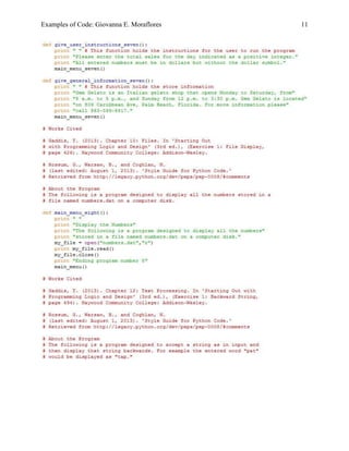 Examples of Code Giovanna E Moraflores | PDF | Programming Languages ...