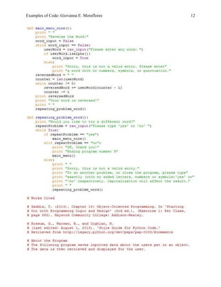 Examples of Code Giovanna E Moraflores | PDF | Programming Languages ...