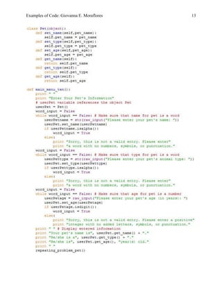Examples of Code Giovanna E Moraflores | PDF | Programming Languages ...