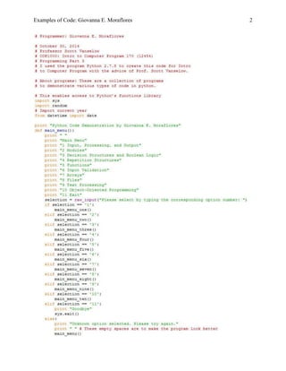 Examples of Code Giovanna E Moraflores | PDF | Programming Languages ...