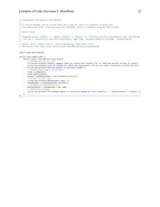 Examples of Code Giovanna E Moraflores | PDF | Programming Languages ...