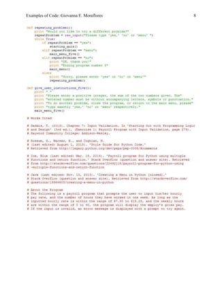 Examples of Code Giovanna E Moraflores | PDF | Programming Languages ...