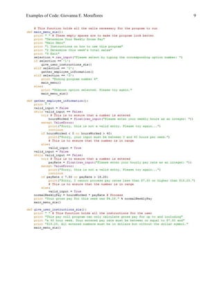 Examples of Code Giovanna E Moraflores | PDF | Programming Languages ...