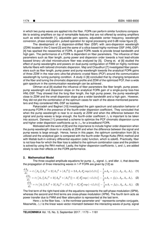 Numerical Simulation of Highly-Nonlinear Dispersion-Shifted Fiber Optical Parametric Gain ...