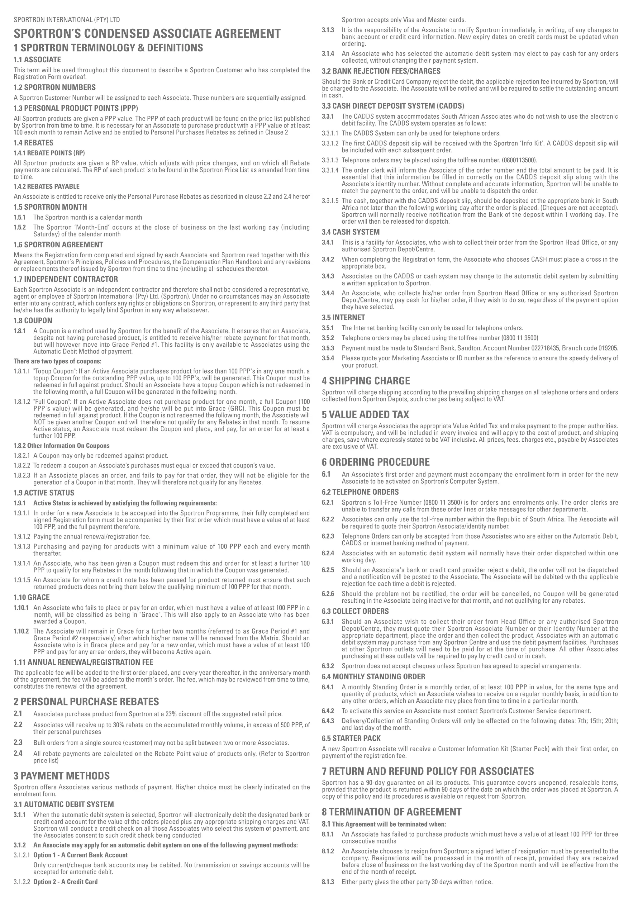 Sportron Application & Agreement Form | PDF