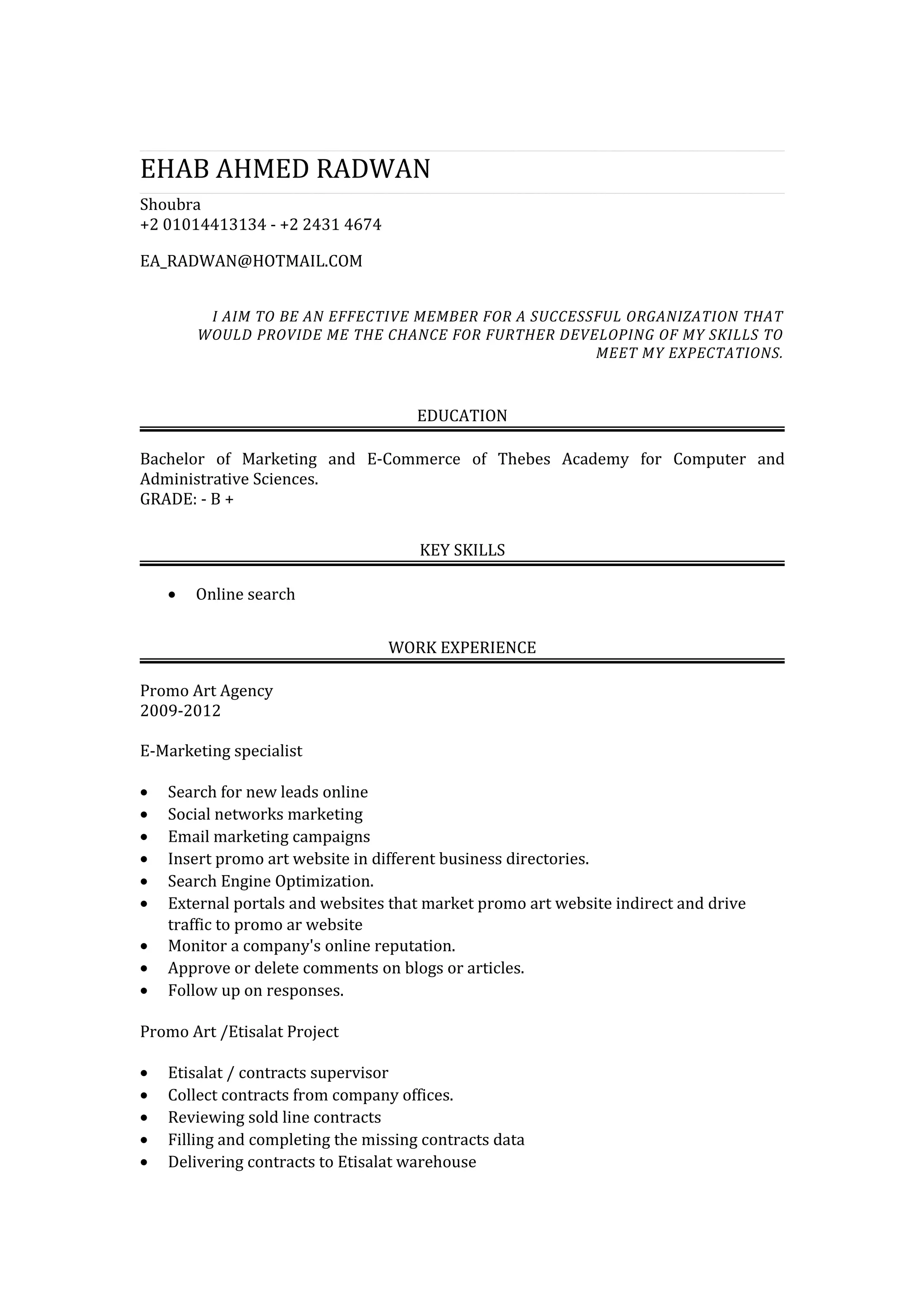 Ehab Ahmed Radwan CV | PDF