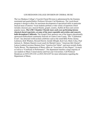 LMC Choral Department Introduction | PDF