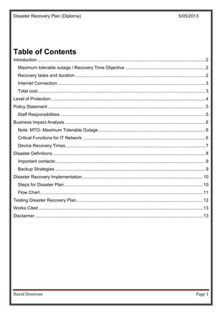 Disaster Recovery Plan | DOCX