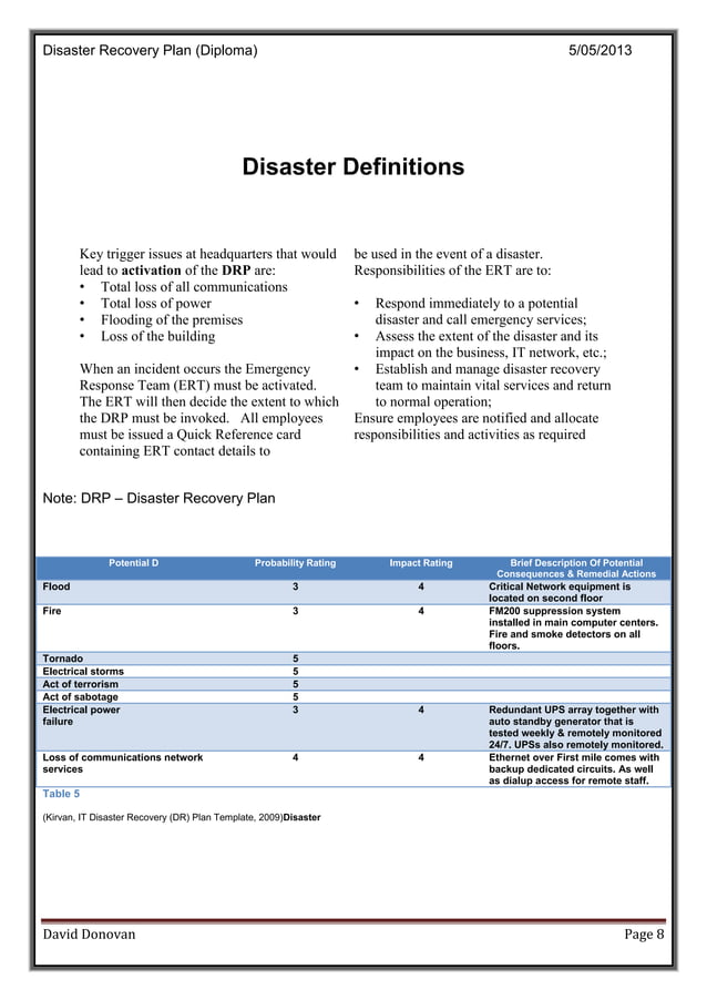 Disaster Recovery Plan | DOCX | Computer Networking | Computing