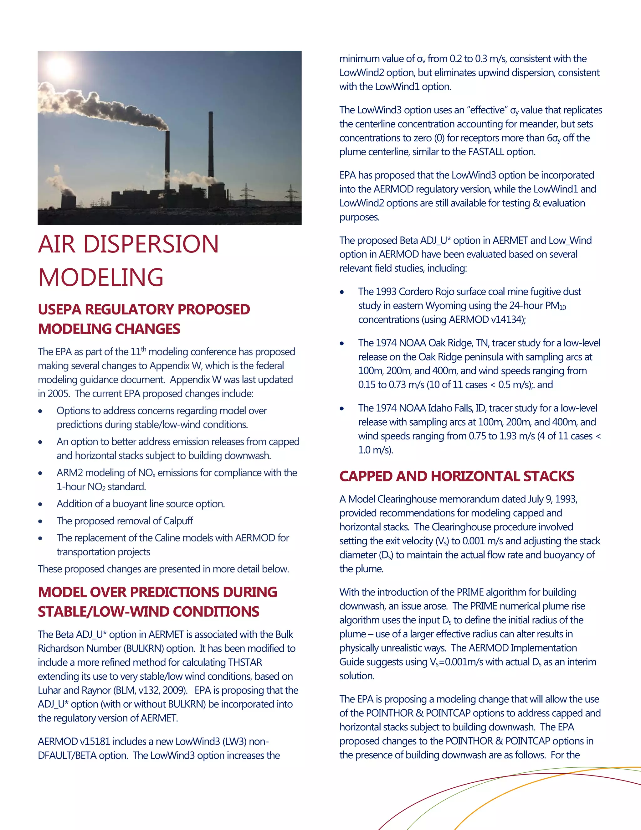 Air Dispersion Modeling Facts Sheet | PDF