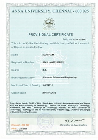 Provisional certificate | PDF