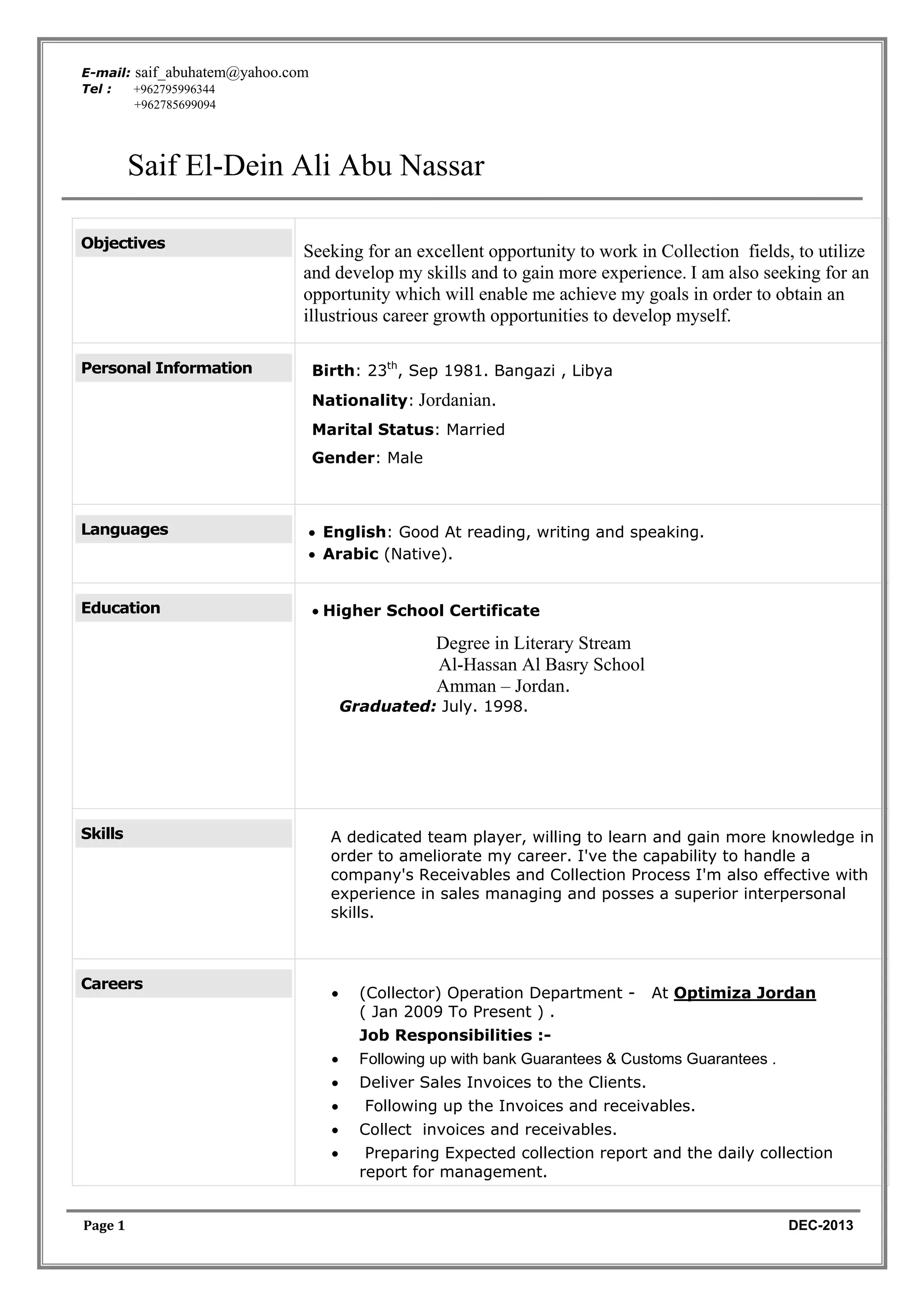 Saif's Abu Nassar Resume | PDF