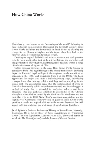 How China Works Perspectives On The Twentiethcentury Industrial ...