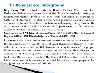 The Renaissance Period in English Literature: Cultural and Intellectual ...