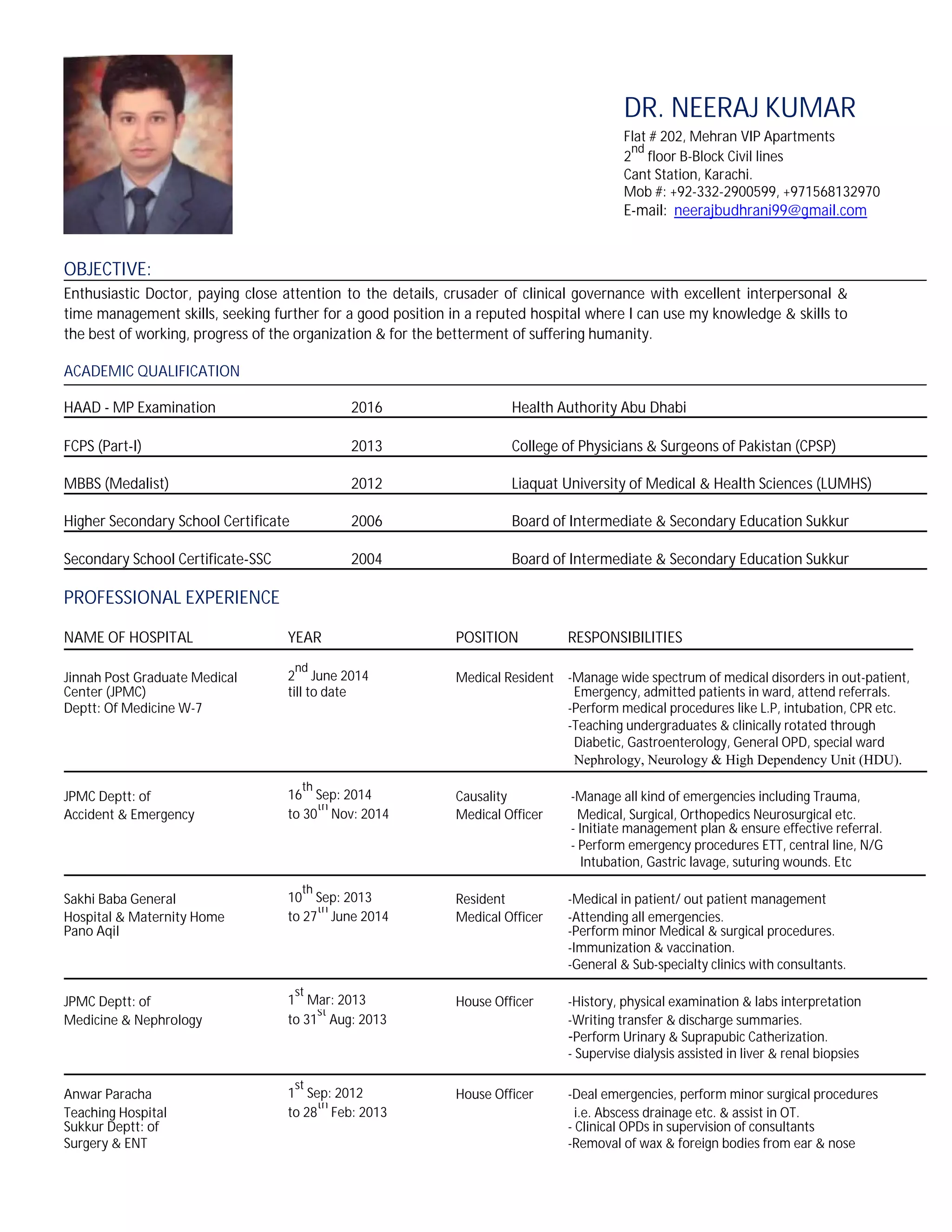 dr Neeraj CV-1 | PDF