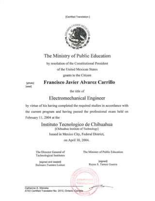 Translated Official Transcripts Spanish to English | PDF