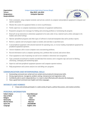 IT & Computer Operator | PDF