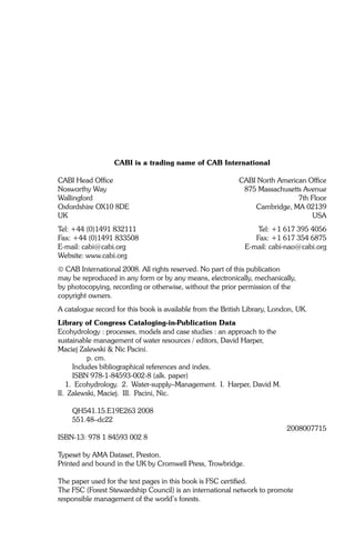 Ecohydrology Cabi First Edition David M Harper | PDF
