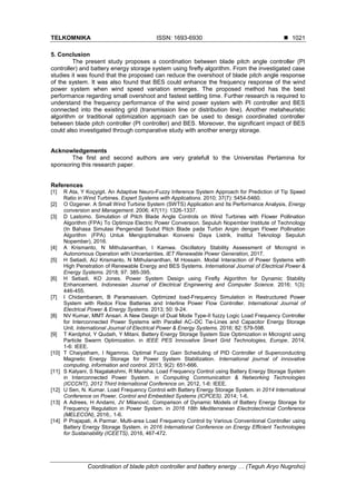 Coordination of blade pitch controller and battery energy storage using ...