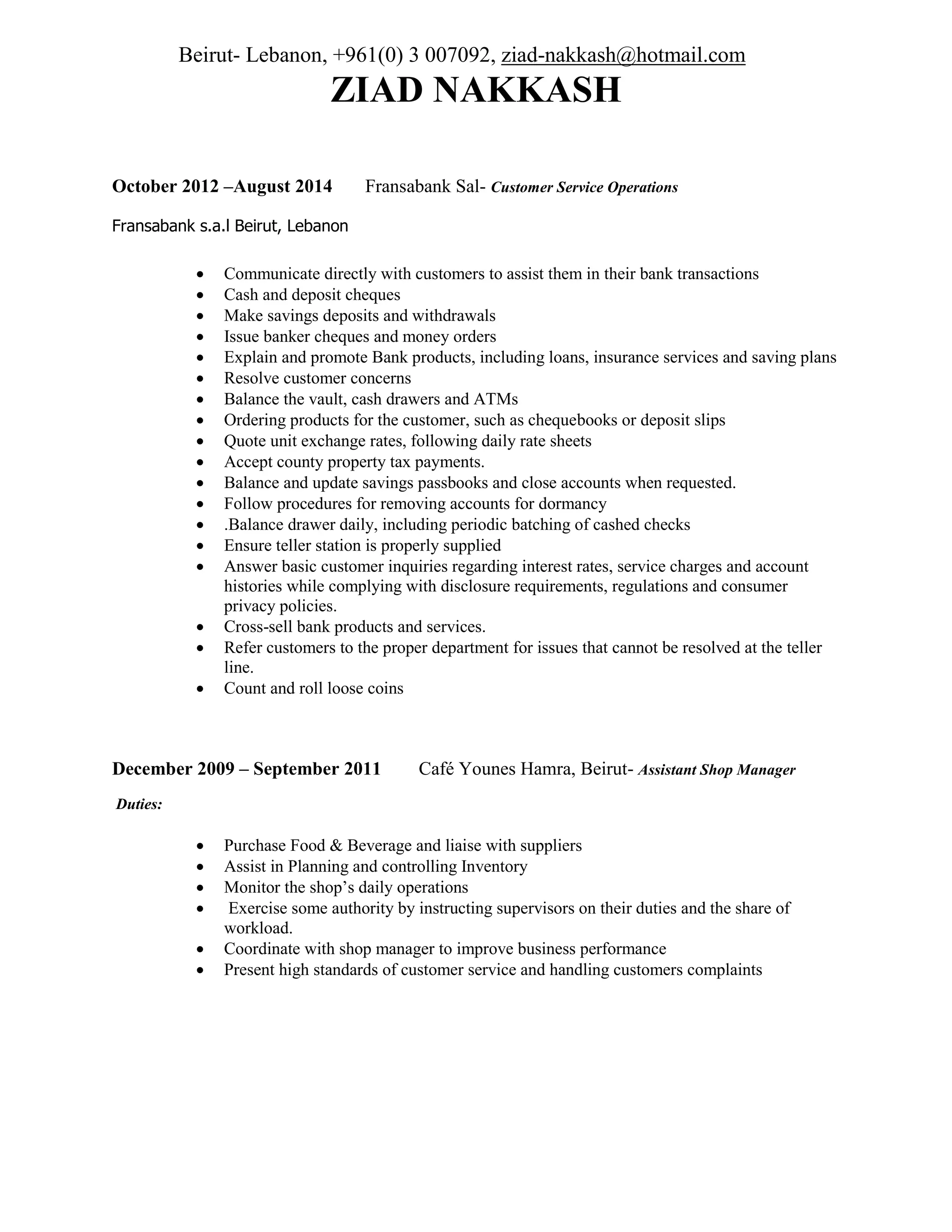 Ziad Nakkash Resume | PDF