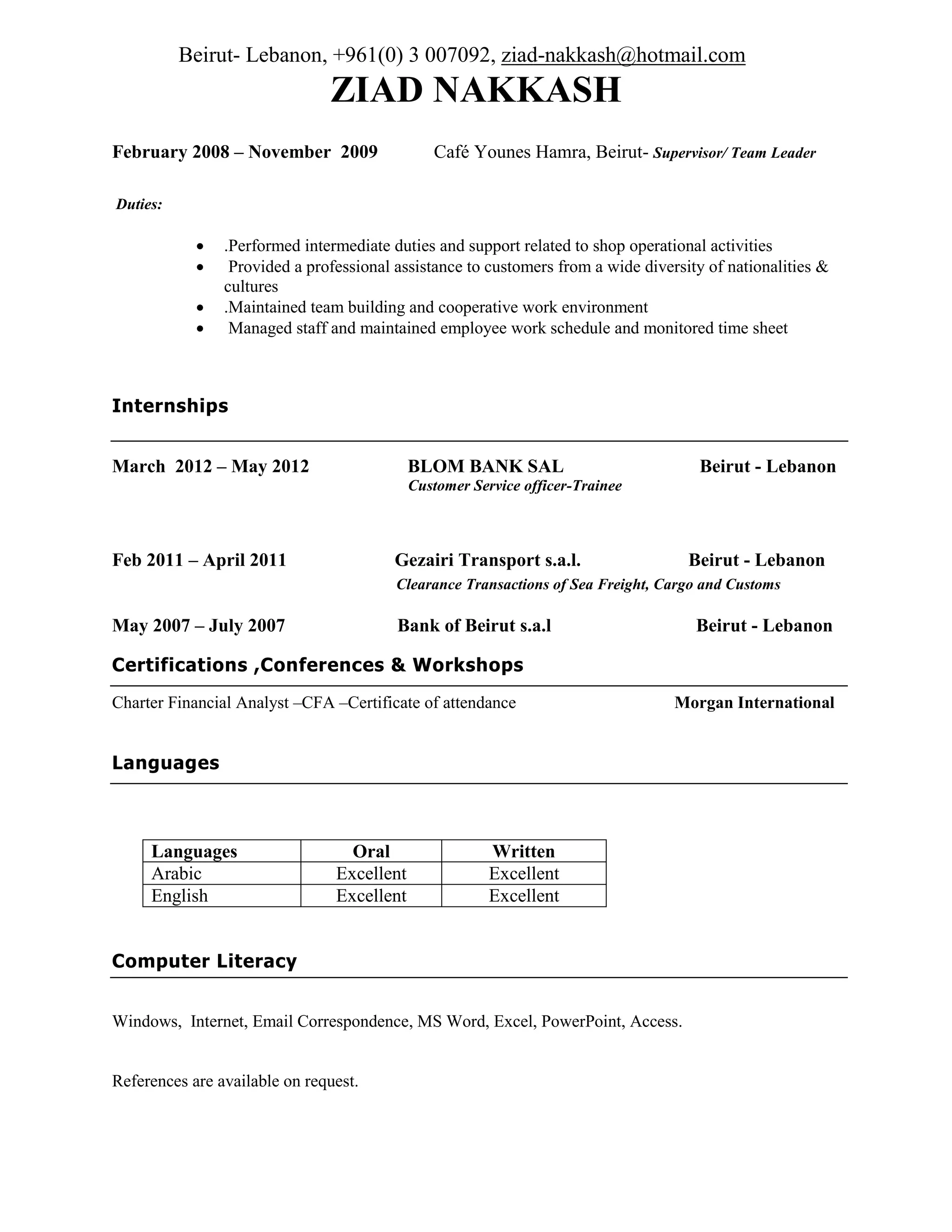 Ziad Nakkash Resume | PDF