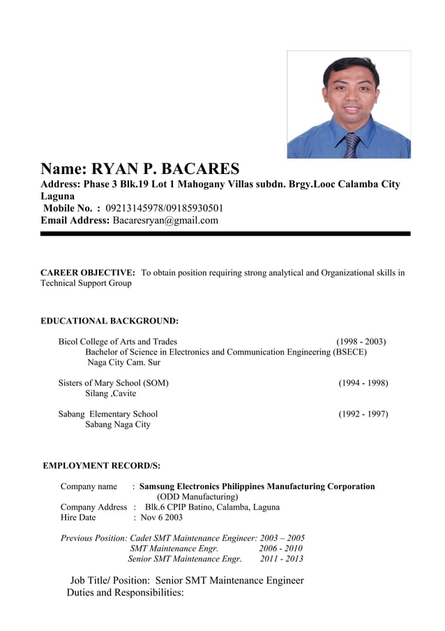 my resume format | DOC | Computing | Technology & Computing