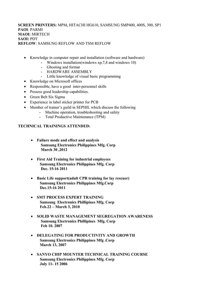 my resume format | DOC | Computing | Technology & Computing
