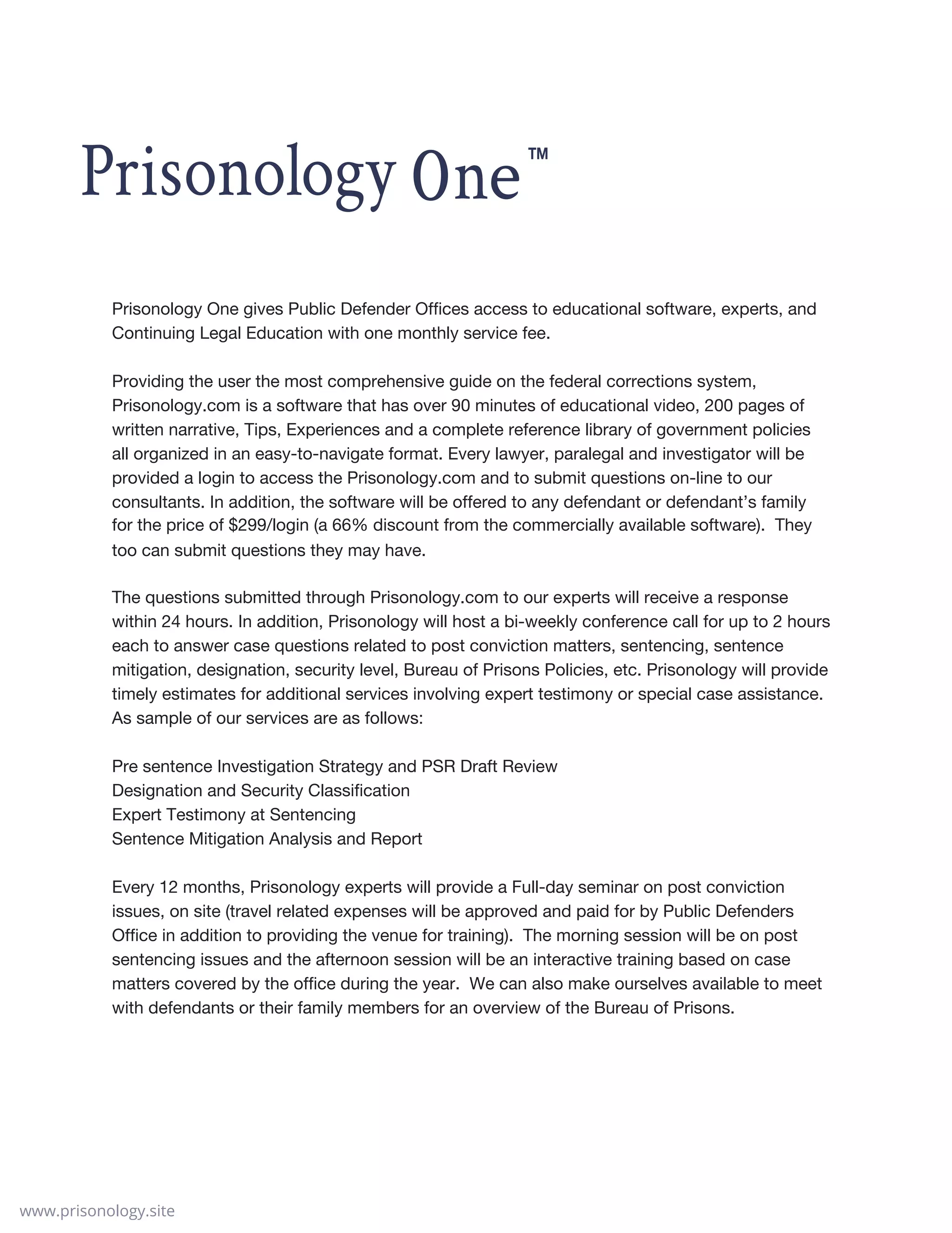 Prisonology Brochure Federal Defenders Lite | PDF