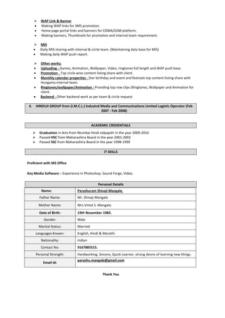 Parashuram Mangale_Resume | PDF