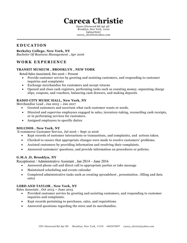 CHRISTIE RESUME 5 | DOC