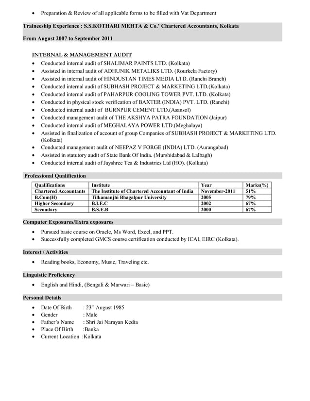 Resume1 | DOC | Business Accounting & Finance | Business