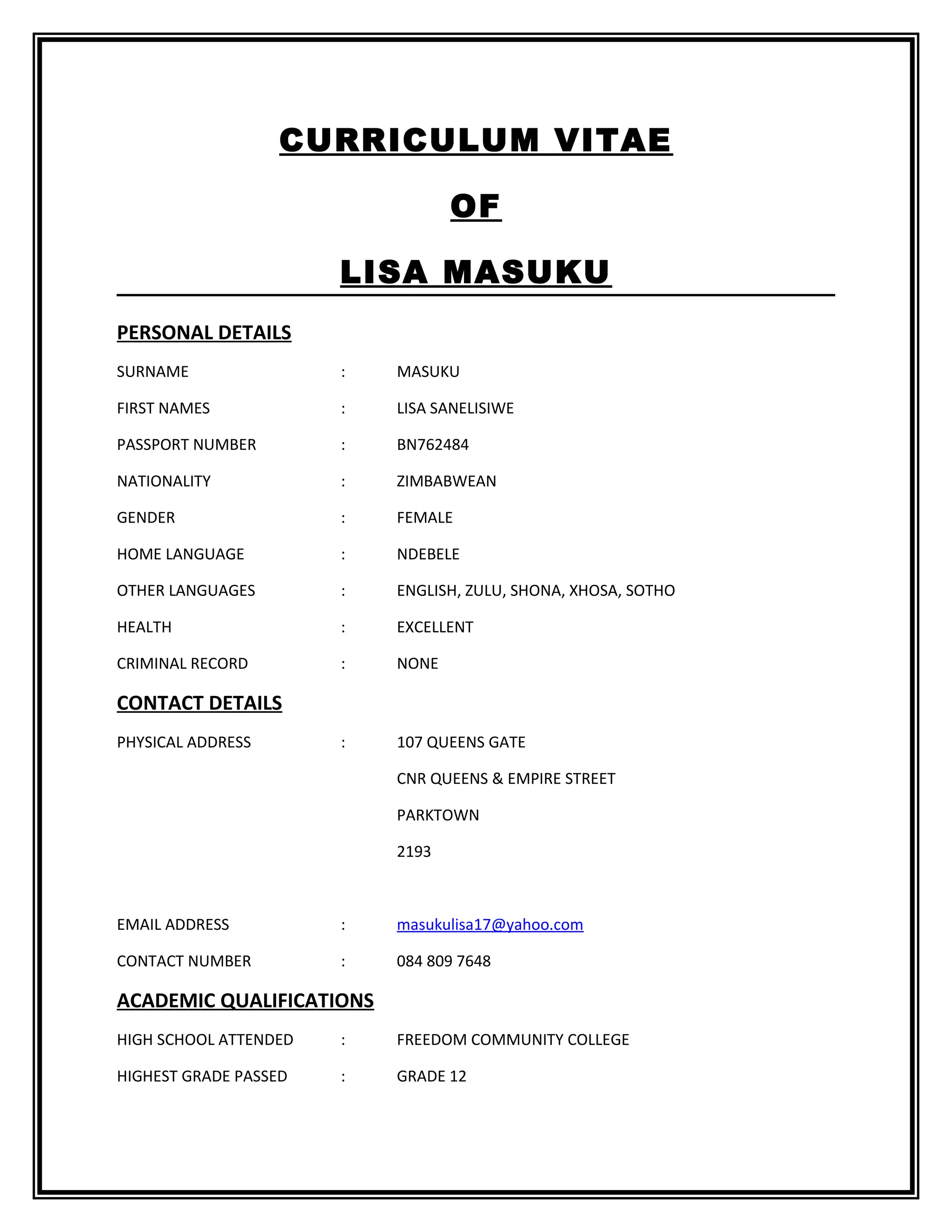 CURRICULUM VITAE me | DOC