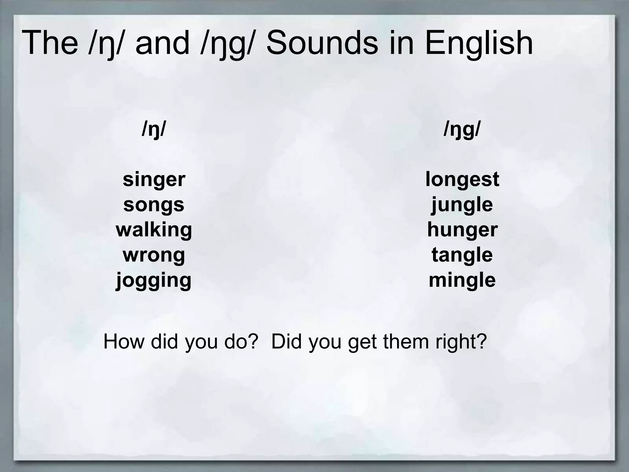 Copy of the /n/, /ŋ/ and /ŋg/ sounds in english | PPTX