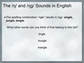Copy of the /n/, /ŋ/ and /ŋg/ sounds in english | PPTX